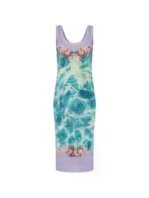 Versace Printed Sleeveless Midi Dress - Blue