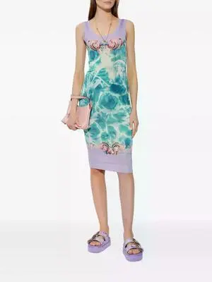 Versace Printed Sleeveless Midi Dress - Blue