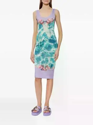 Versace Printed Sleeveless Midi Dress - Blue