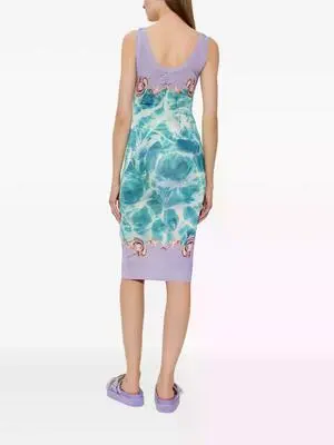 Versace Printed Sleeveless Midi Dress - Blue