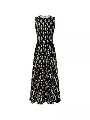 Max Mara Patterned Jersey Midi Dress - Black