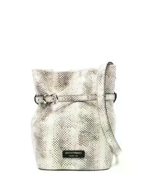 Emporio Armani Snake-effect Leather Bucket Bag - Neutrals