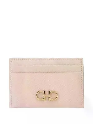FERRAGAMO Gancini Leather Card Holder - Pink