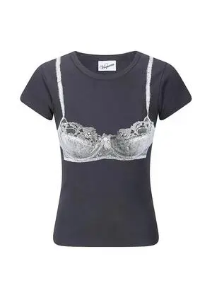 Vaquera Bra-print T-shirt - Black