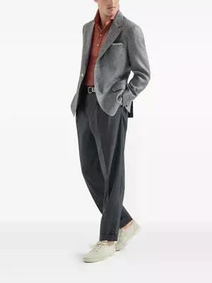 Brunello Cucinelli Linen And Cotton Mélange Jersey Polo With Shirt-style Collar - Orange