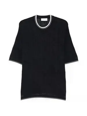 LANEUS Knitted Round-neck T-shirt - Blue