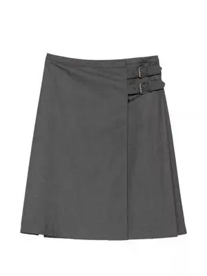 DUNST Buckle A-line Midi Skirt - Grey