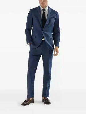 Brunello Cucinelli Virgin Wool Houndstooth Trousers - Blue