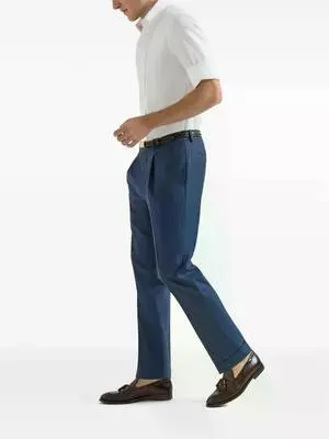 Brunello Cucinelli Virgin Wool Houndstooth Trousers - Blue