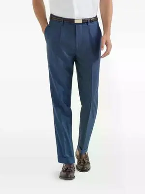 Brunello Cucinelli Virgin Wool Houndstooth Trousers - Blue