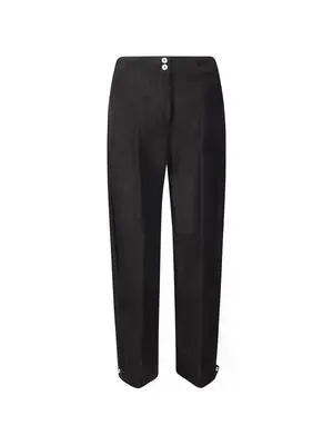 M.S.M MILANO Straight-leg Linen Trousers - Black