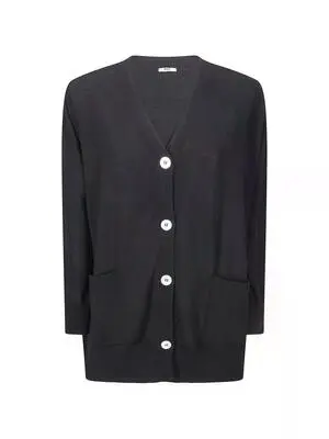 M.S.M MILANO V-neck Buttoned Cardigan - Black