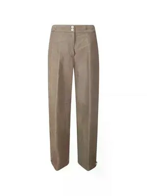 M.S.M MILANO Straight-leg Linen Trousers - Brown