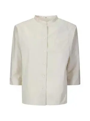 M.S.M MILANO Band-collar Shirt - Neutrals