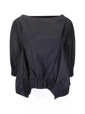 M.S.M MILANO Asymmetric Pleated Blouse - Black