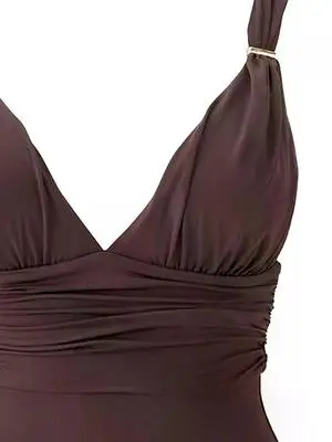 Melissa Odabash Panarea V-neck Ruched Swimsuit - Brown
