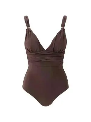 Melissa Odabash Panarea V-neck Ruched Swimsuit - Brown