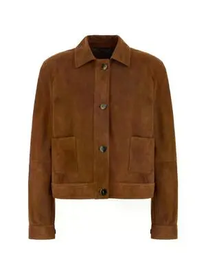 Max Mara Buttoned Leather Jacket - Brown