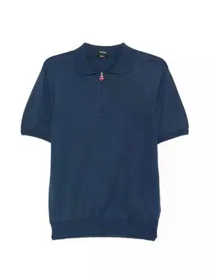 Kiton Zip-up Cotton Polo Shirt - Blue