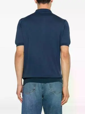 Kiton Zip-up Cotton Polo Shirt - Blue