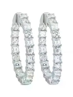 LB EXCLUSIVE Diamond Hoop Earrings - Silver