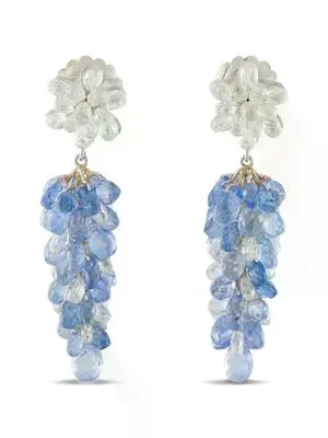 LB EXCLUSIVE Diamond And Sapphire Dangle Earrings - Silver