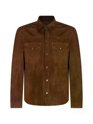 SALVATORE SANTORO Buttoned Flap-pocket Leather Jacket - Brown