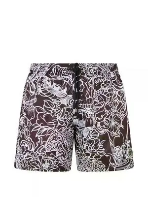 Philipp Plein Dragon Skull-print Swim Shorts - Black