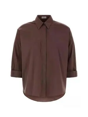 Brunello Cucinelli Stretch Poplin Shirt - Brown