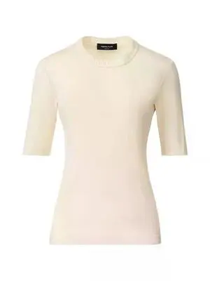 Fabiana Filippi Crew-neck T-shirt With Crochet Trim - Neutrals