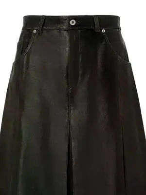 HALFBOY Front-pleat Leather Midi Skirt
