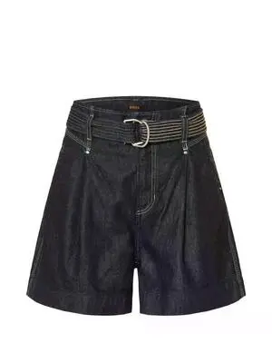 BOSS Belted Denim Shorts - Blue