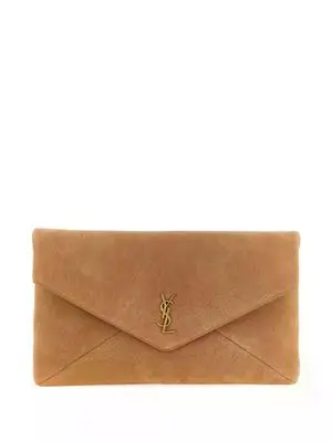 Saint Laurent Cassandre-logo Clutch Bag - Neutrals