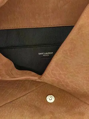 Saint Laurent Cassandre Logo Clutch - Neutrals