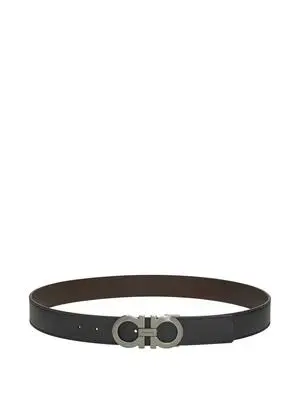 FERRAGAMO Gancini Adjustable Buckle Belt - Black