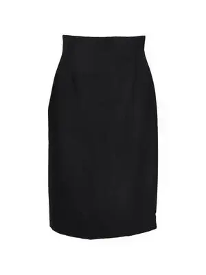 Gianfranco Ferre Office Wool Midi Skirt - Black