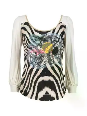 Just Cavalli Zebra-print Long-sleeve Top - White