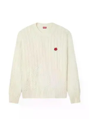 Kenzo Boke Flower Cable-knit Sweater - Neutrals