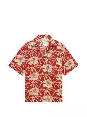 Drole De Monsieur Hibiscus-monogram Print Shirt - Red