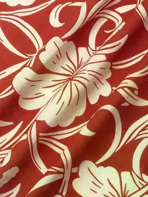 Drole De Monsieur Hibiscus-monogram Print Shirt - Red