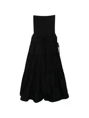 SYSTEM Drawstring Midi Skirt - Black