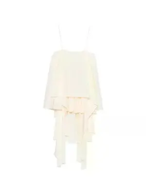 SYSTEM Asymmetric-neck Ruffled Top - Neutrals
