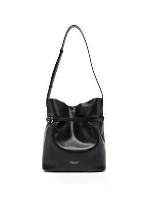 Emporio Armani Buckle Leather Bucket Bag - Black