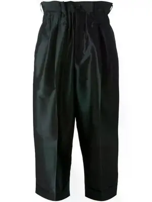 Comme Des Garçons Cropped Pleated Trousers - Black