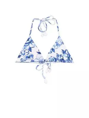 Farm Rio Porcelain Chita Triangle Bikini Top - White