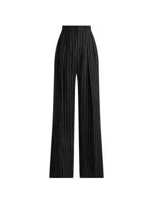 Ralph Lauren Striped Pleated Jody Trousers - Black