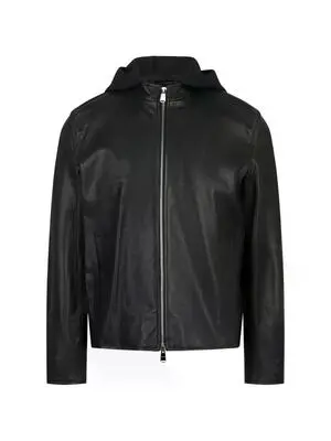 DONDUP Hooded Leather Jacket - Black