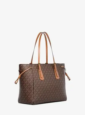 Michael Kors Voyager Large Signature Logo Top-zip Tote Bag - Brown