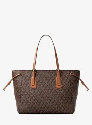 Michael Kors Voyager Large Signature Logo Top-zip Tote Bag - Brown