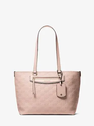 Michael Kors Jet Set Travel Medium Logo Embossed Leather Tote Bag - Pink